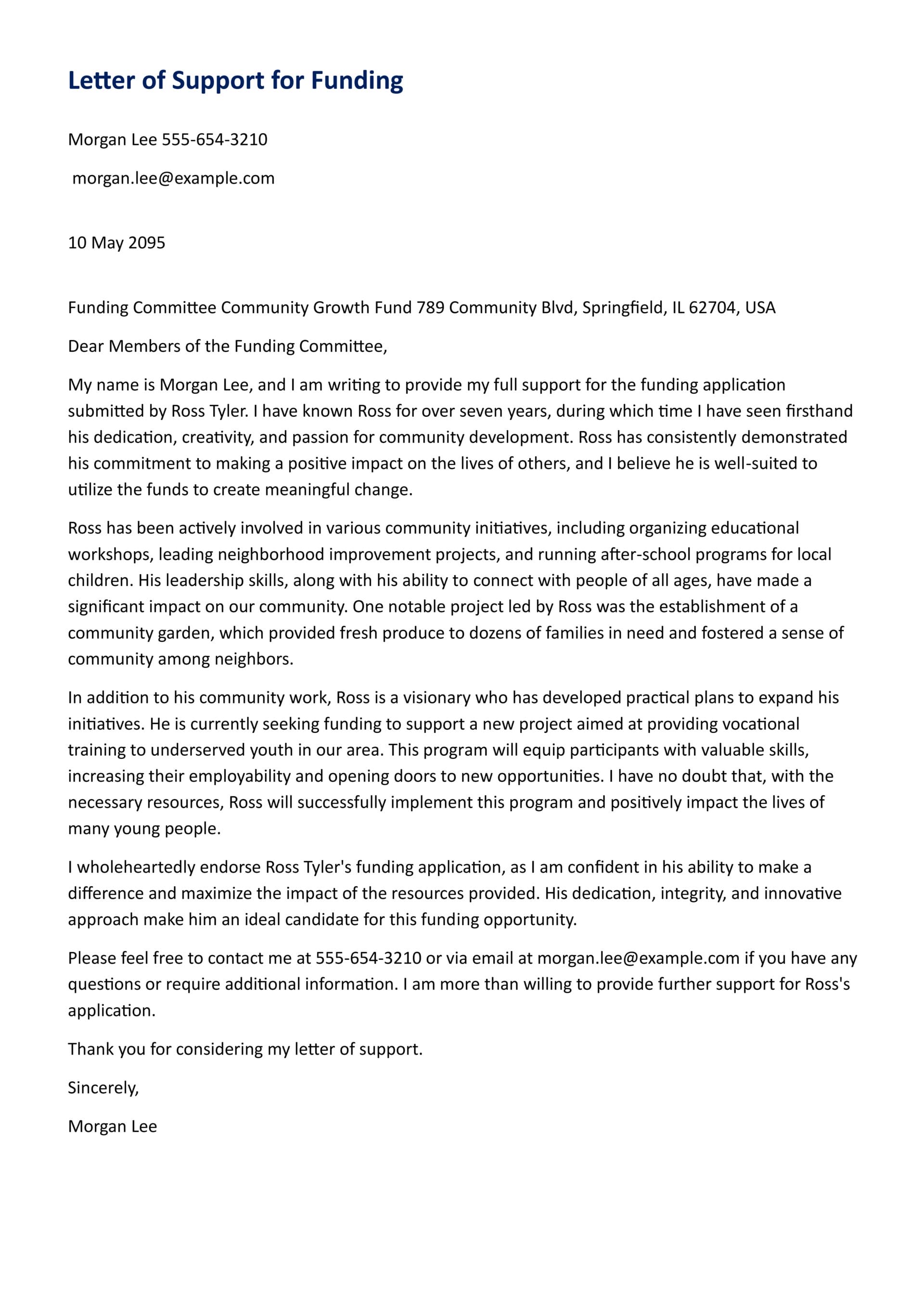 Immigration Letter of Support for a Family Member - Google Docs | Word ...