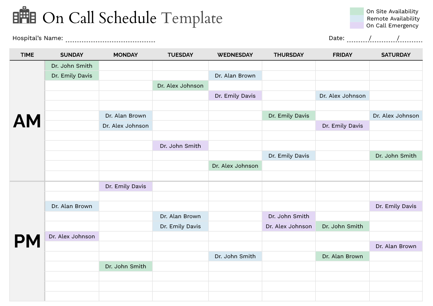 On Call Schedule Template - Google Docs | Word - Highfile