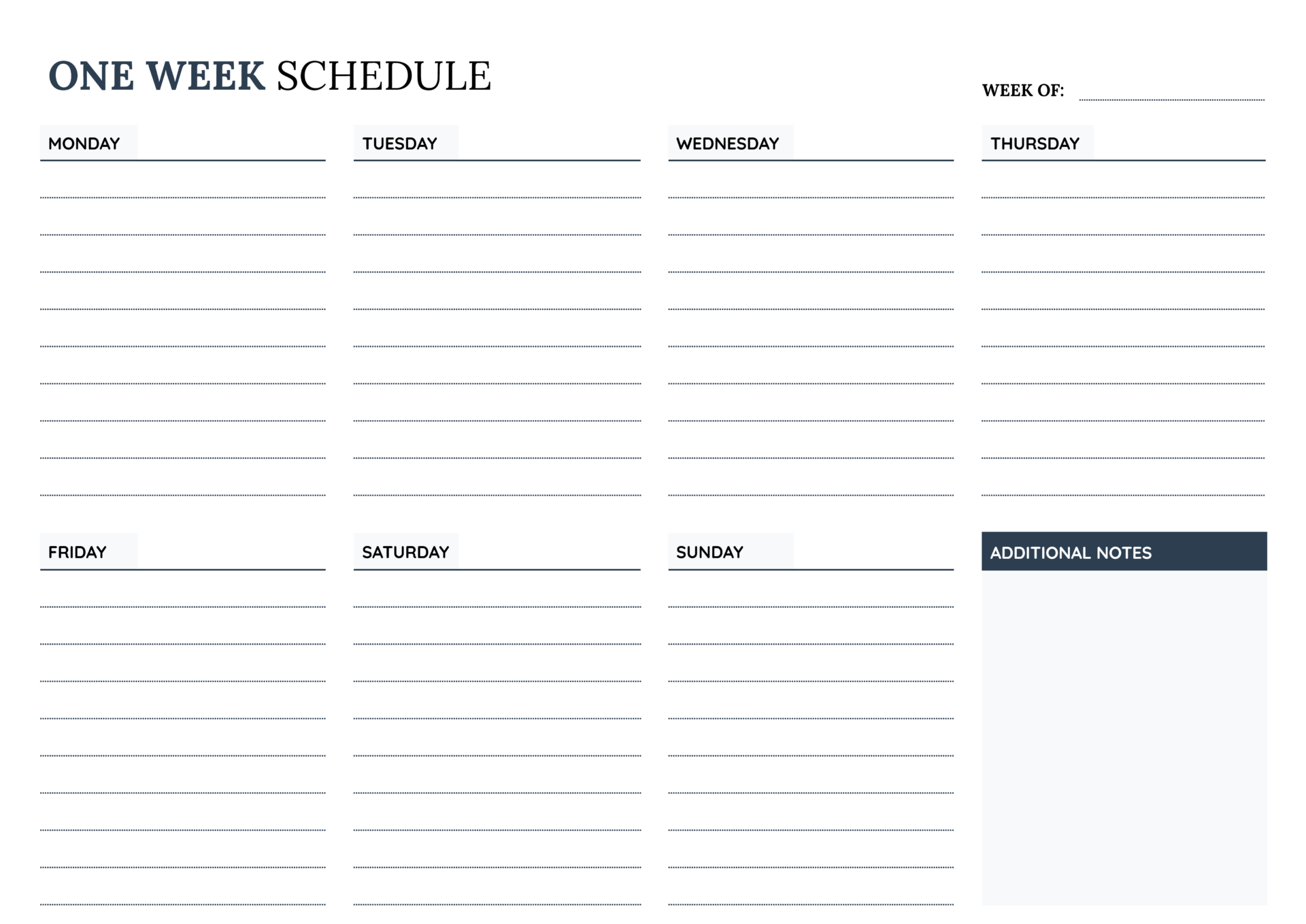 One Week Schedule Template - Google Docs | Word - Highfile One Week Schedule Template - Google Docs | Word - Highfile