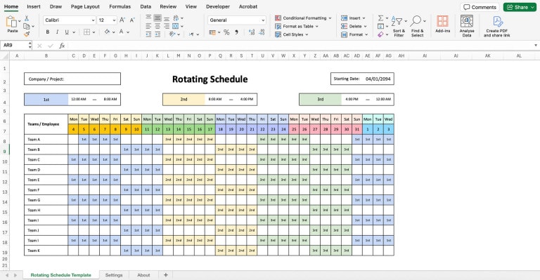 How To Create A Rotating Schedule In Excel 8 Steps With Templates