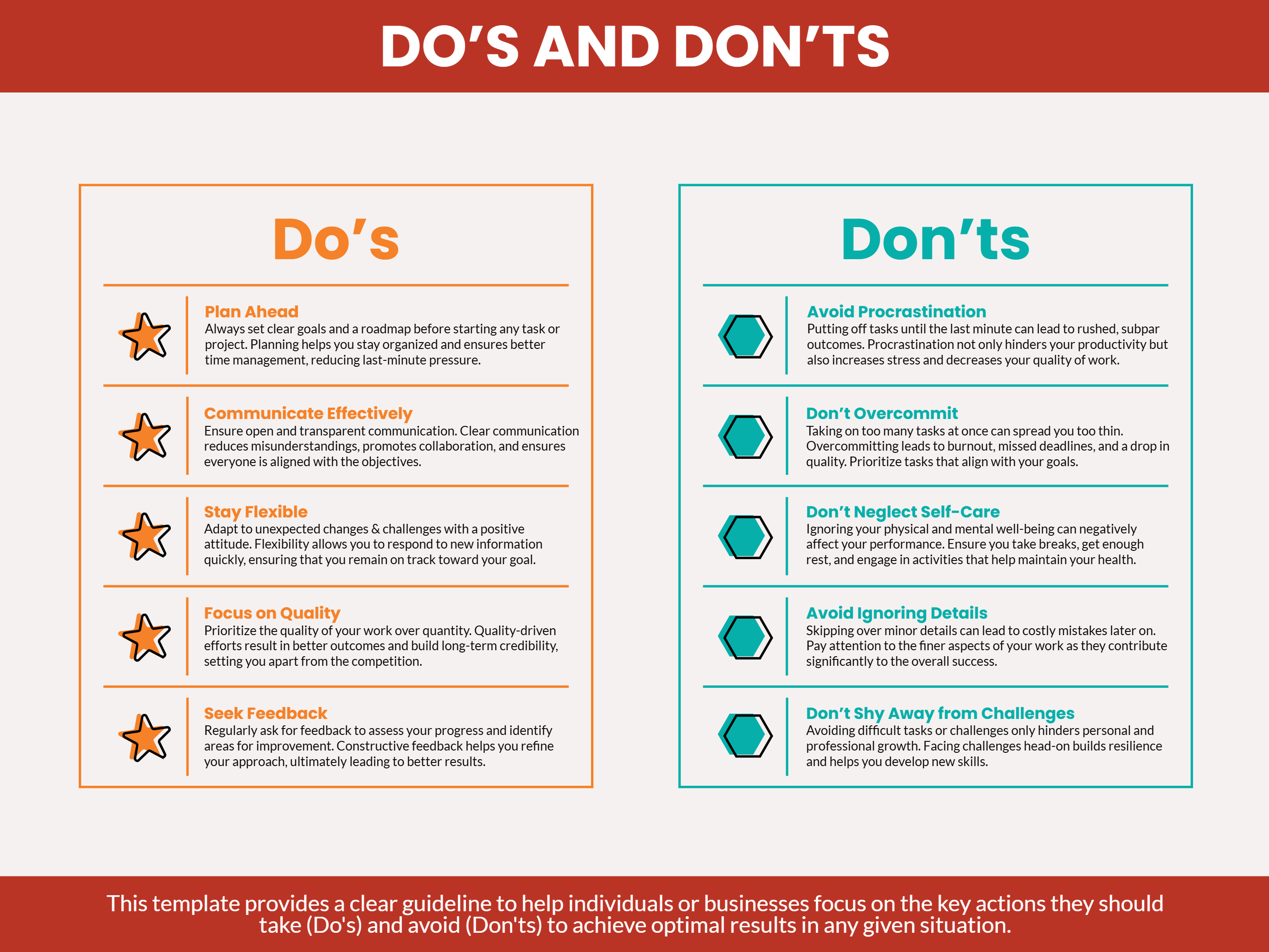 Do's and Don'ts T-Chart Template - Google Slides | PowerPoint - Highfile