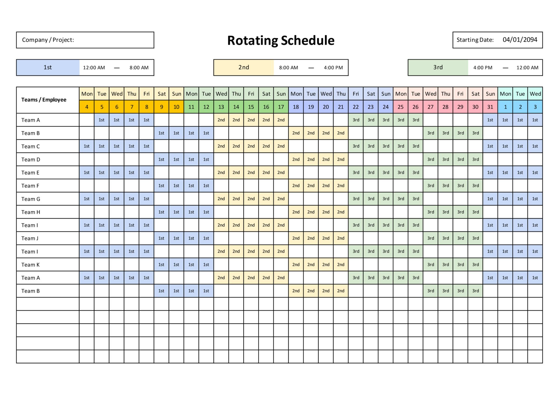 How To Create A Rotating Schedule In Excel 8 Steps With Templates