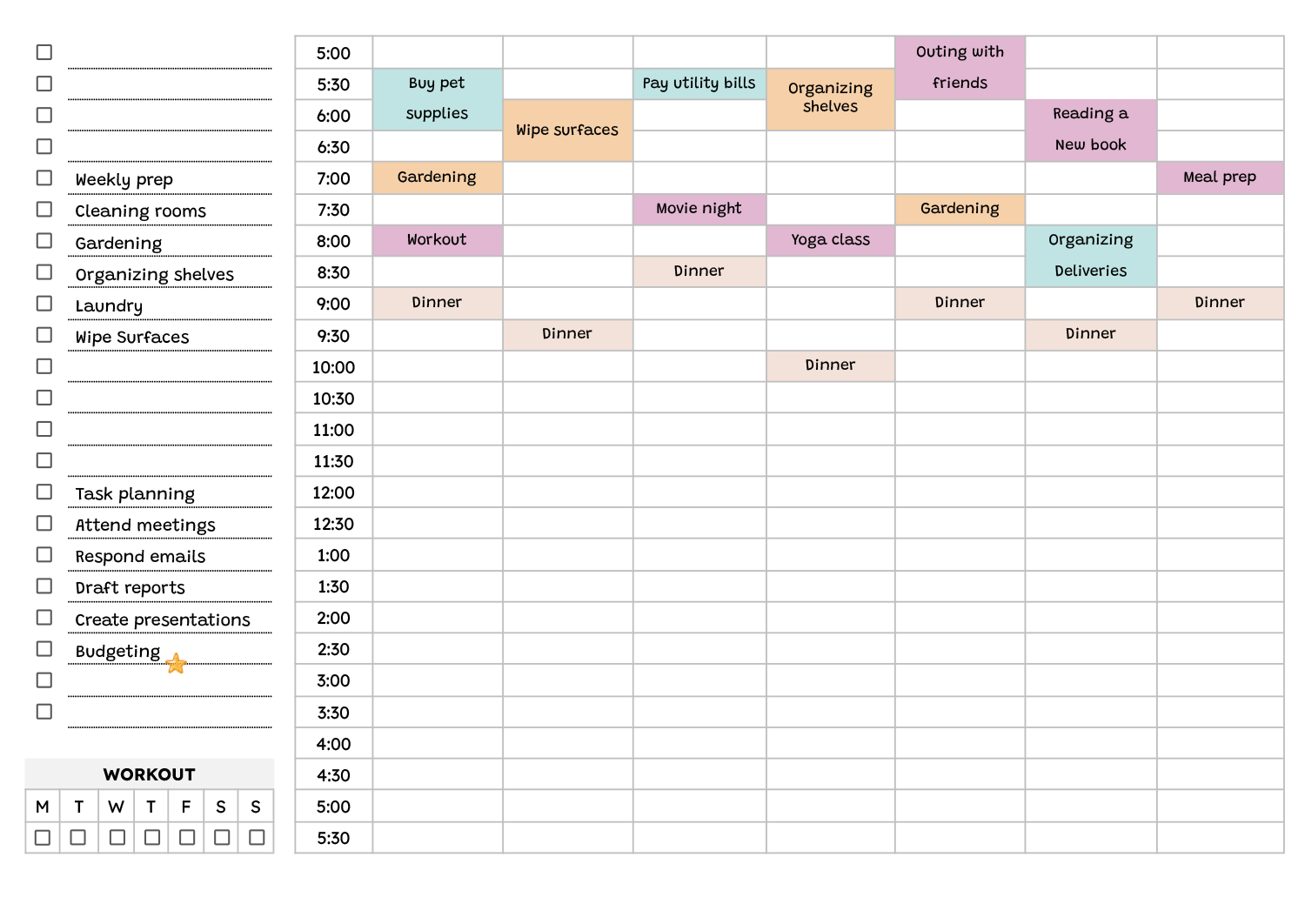 Weekly Time Blocking Schedule Template - Highfile