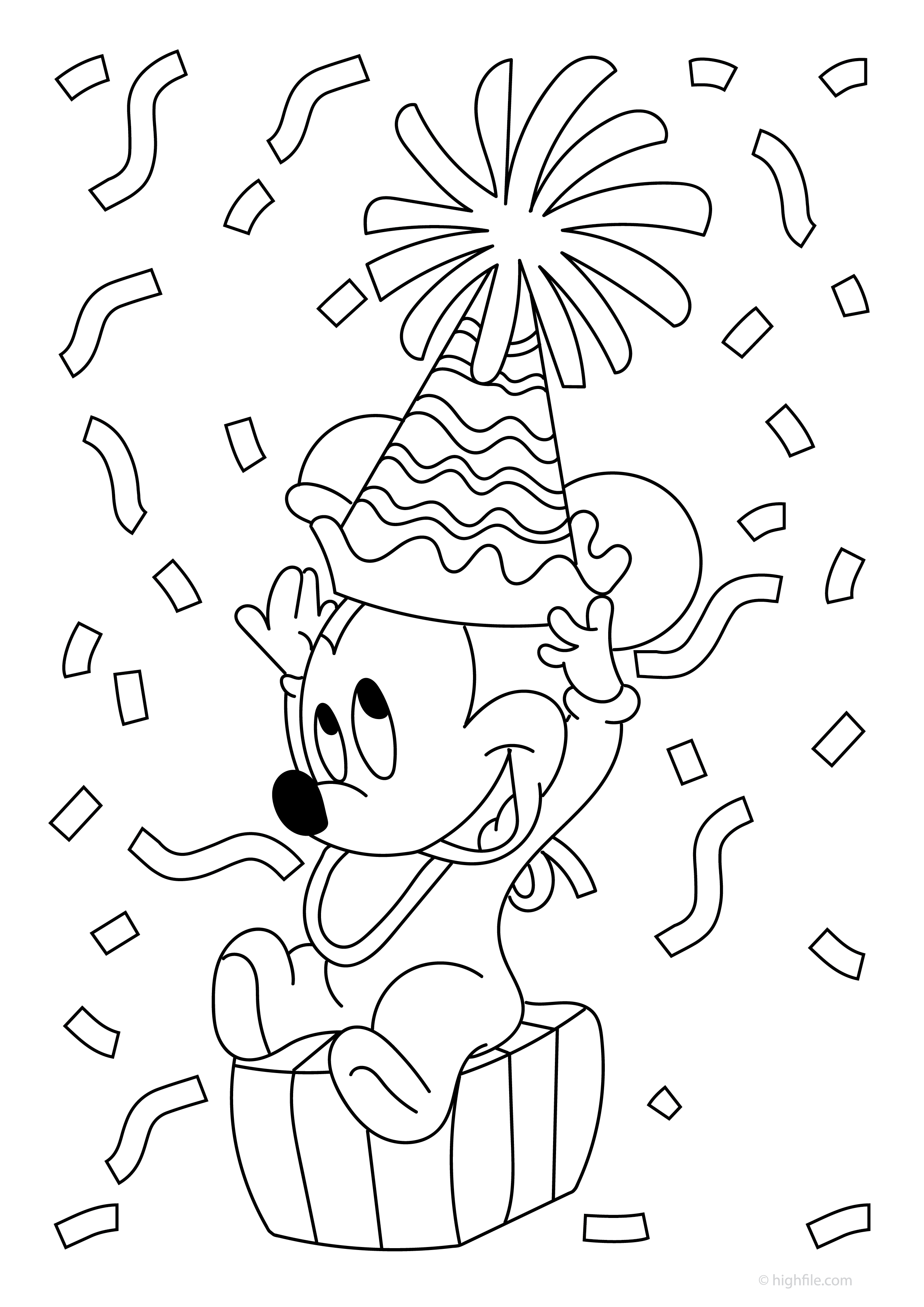 Baby Mickey Mouse Disney Birthday Coloring Page - PDF - Highfile