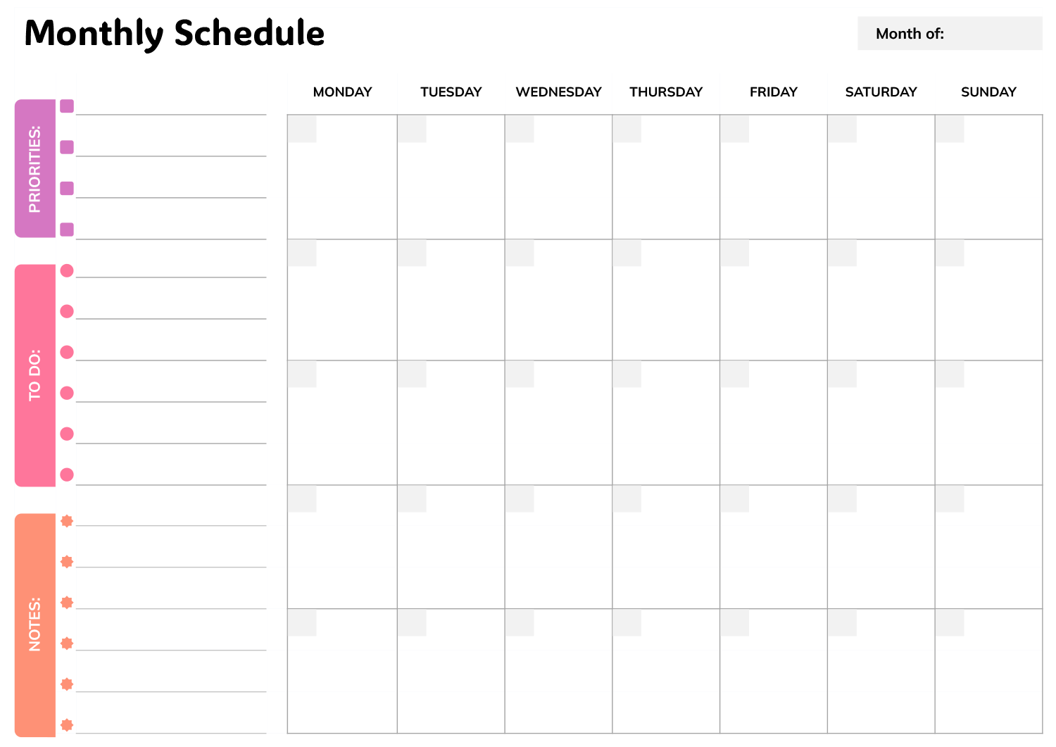 Blank Monthly Schedule Template (Google Slides | PowerPoint)