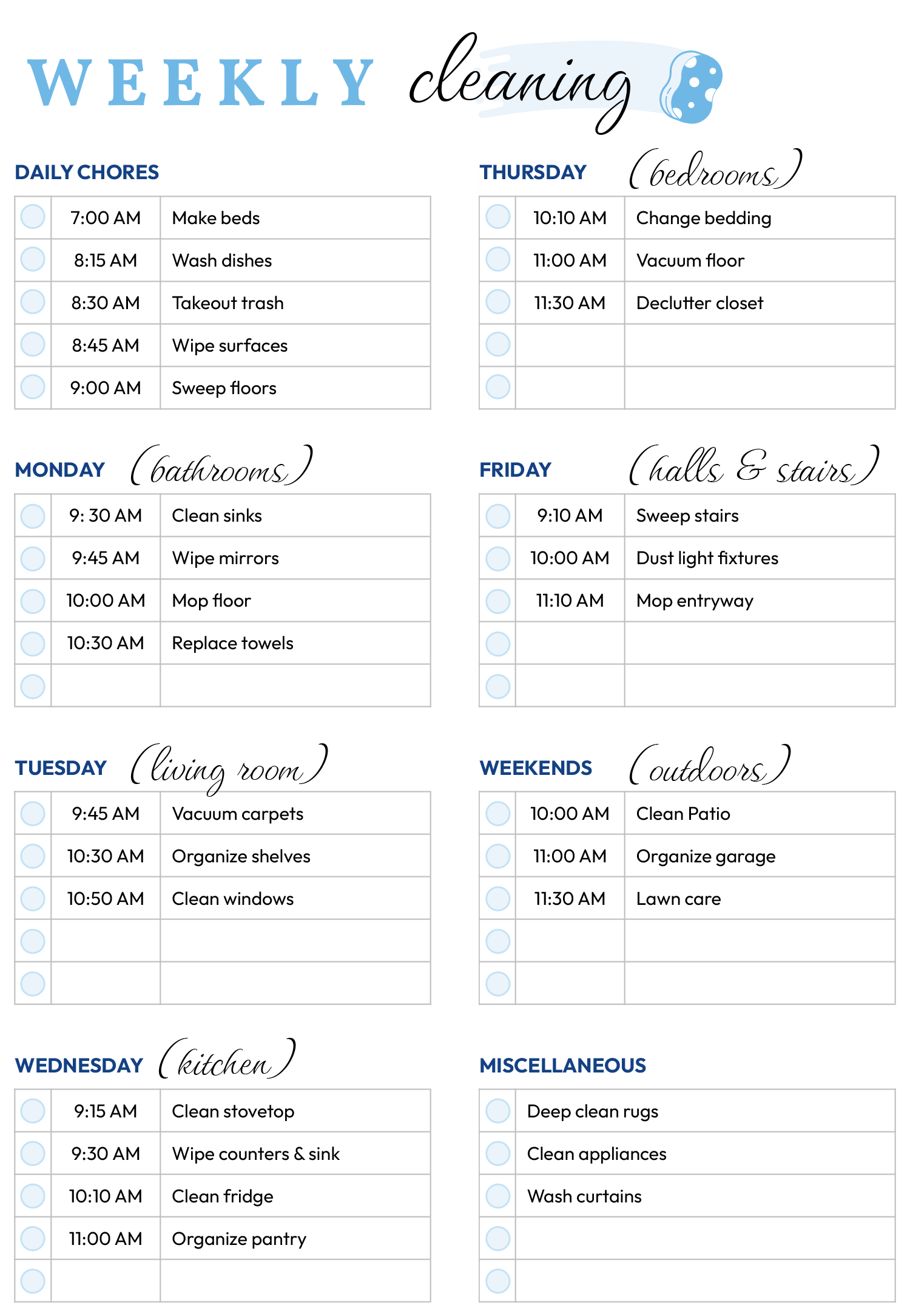 2 Week Schedule Template - Highfile