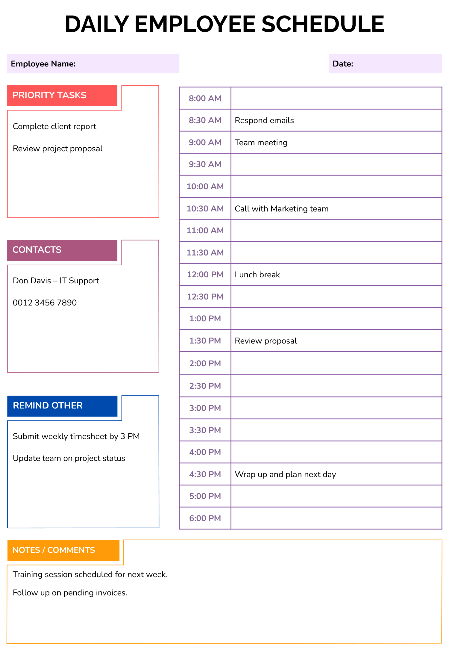 Free Customizable Employee Schedule Templates - Highfile