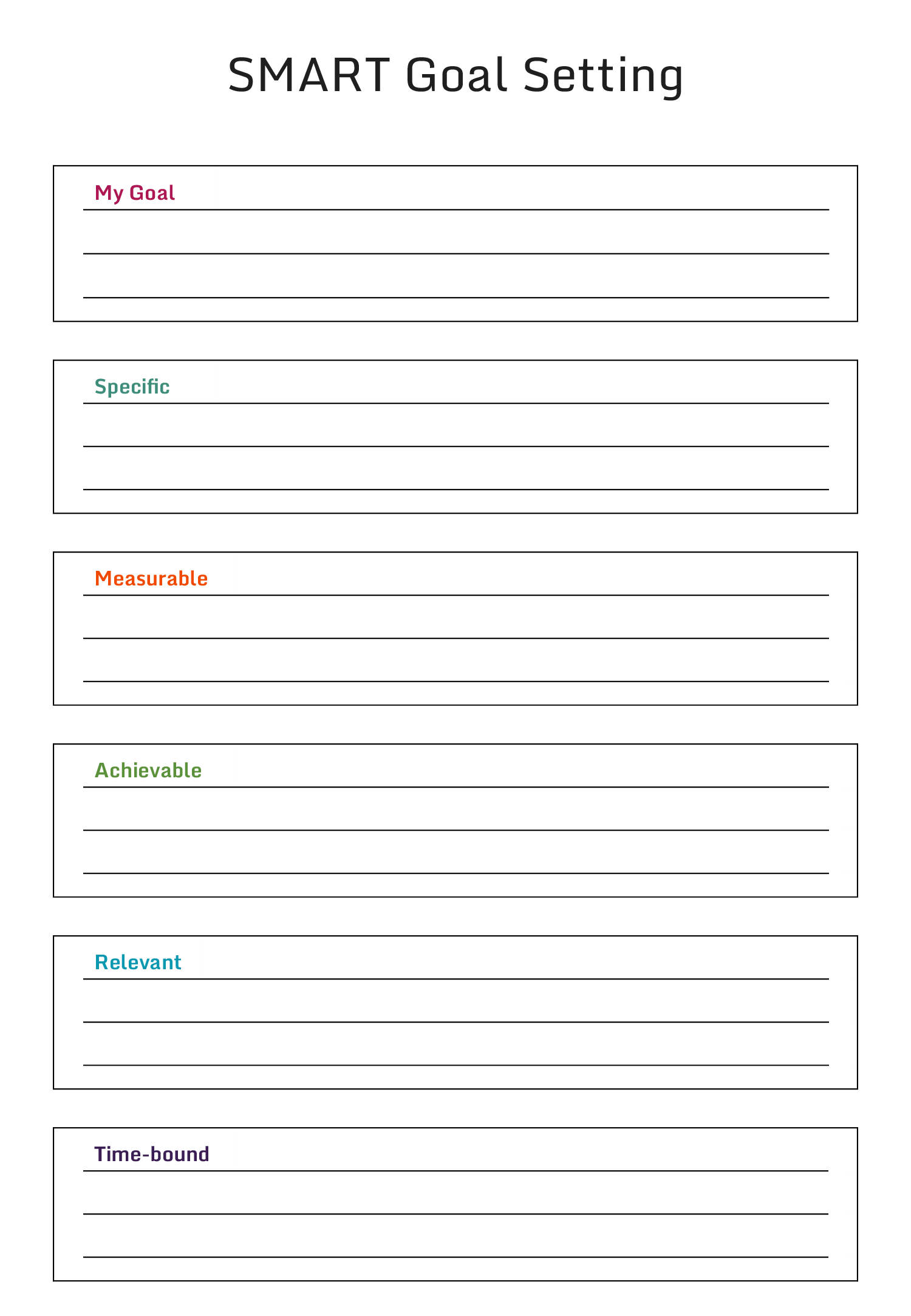 Free SMART Goals Templates and Worksheets - Highfile