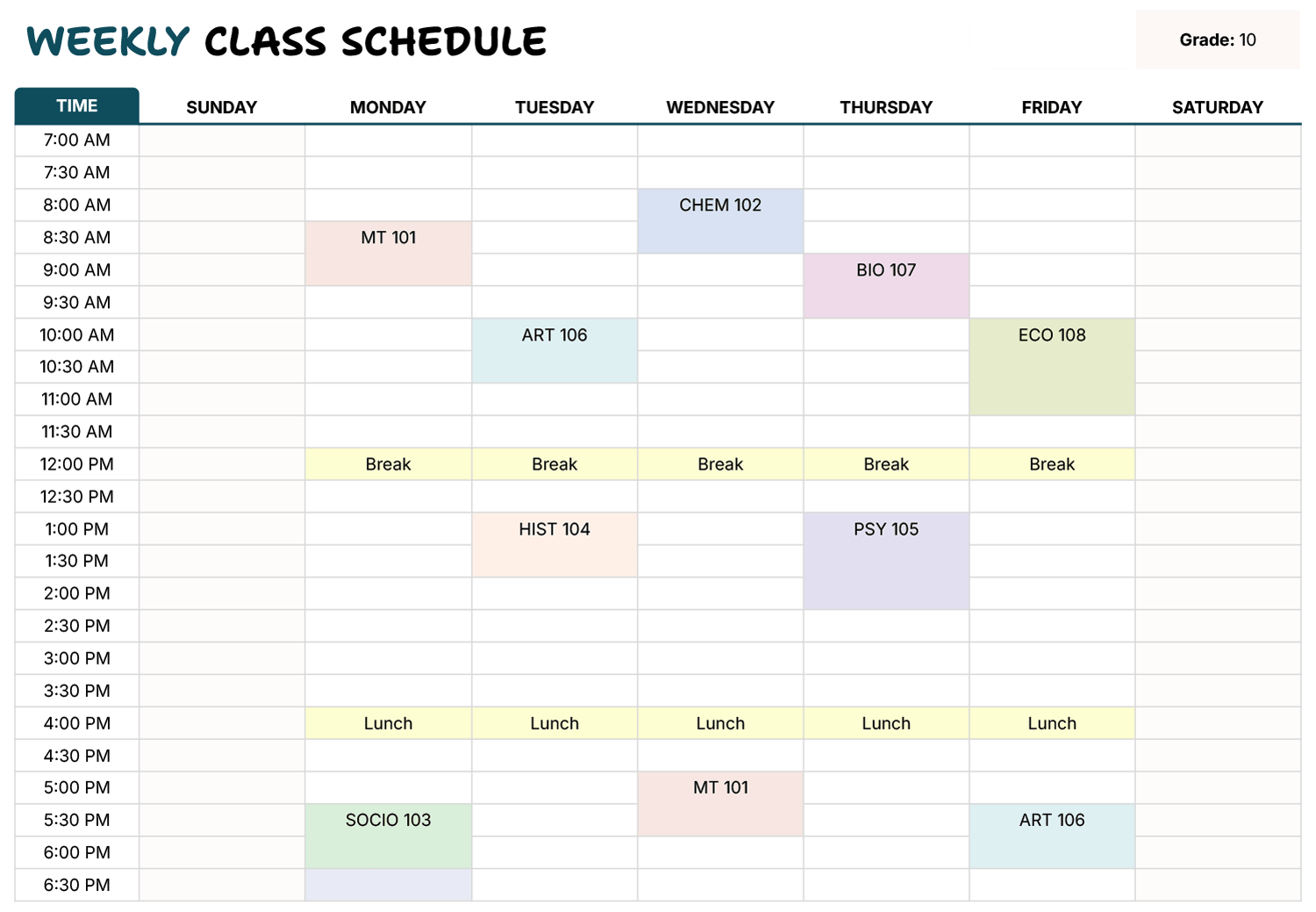 2 Week Schedule Template - Highfile