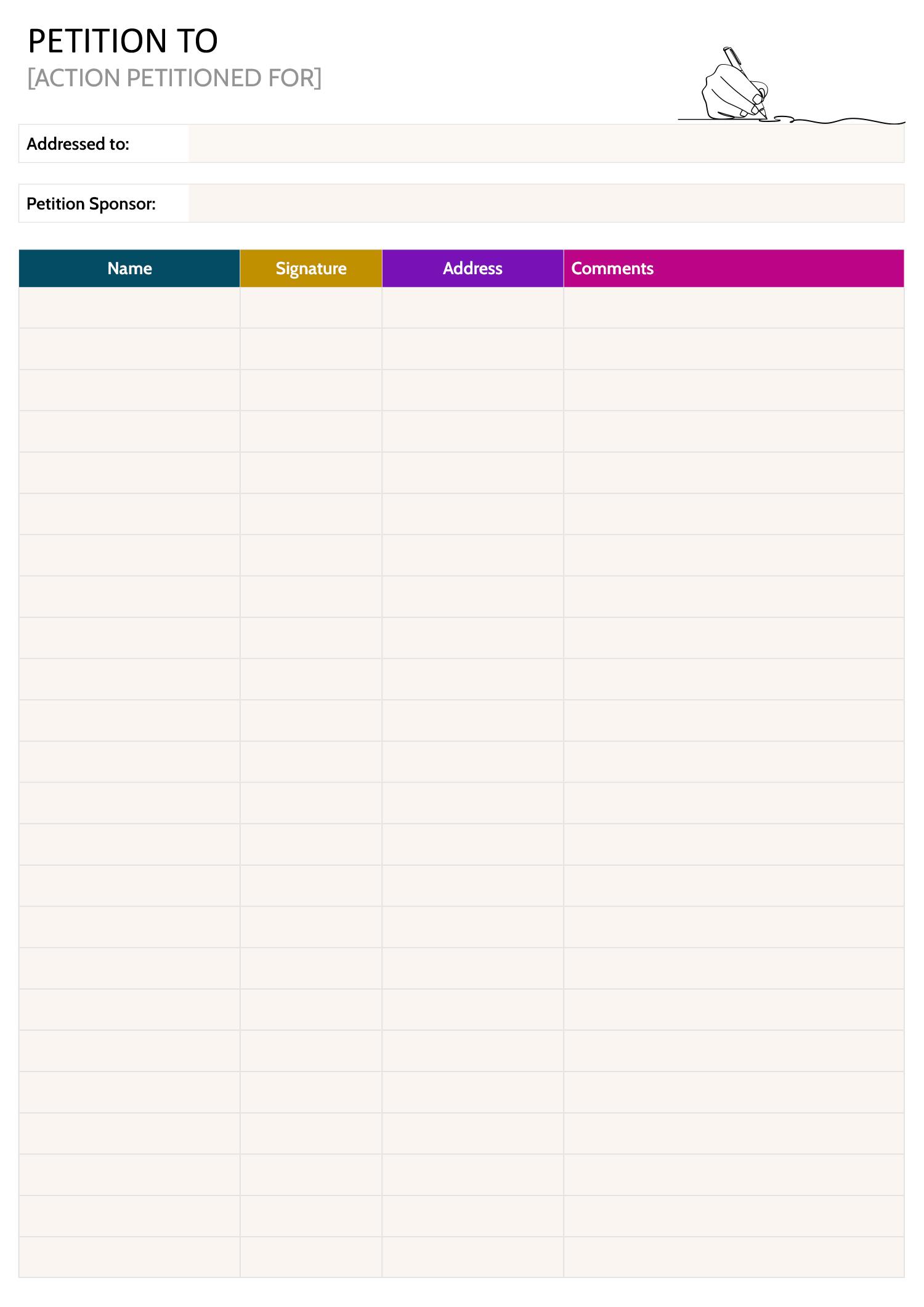 Free Customizable Petition Templates - Highfile