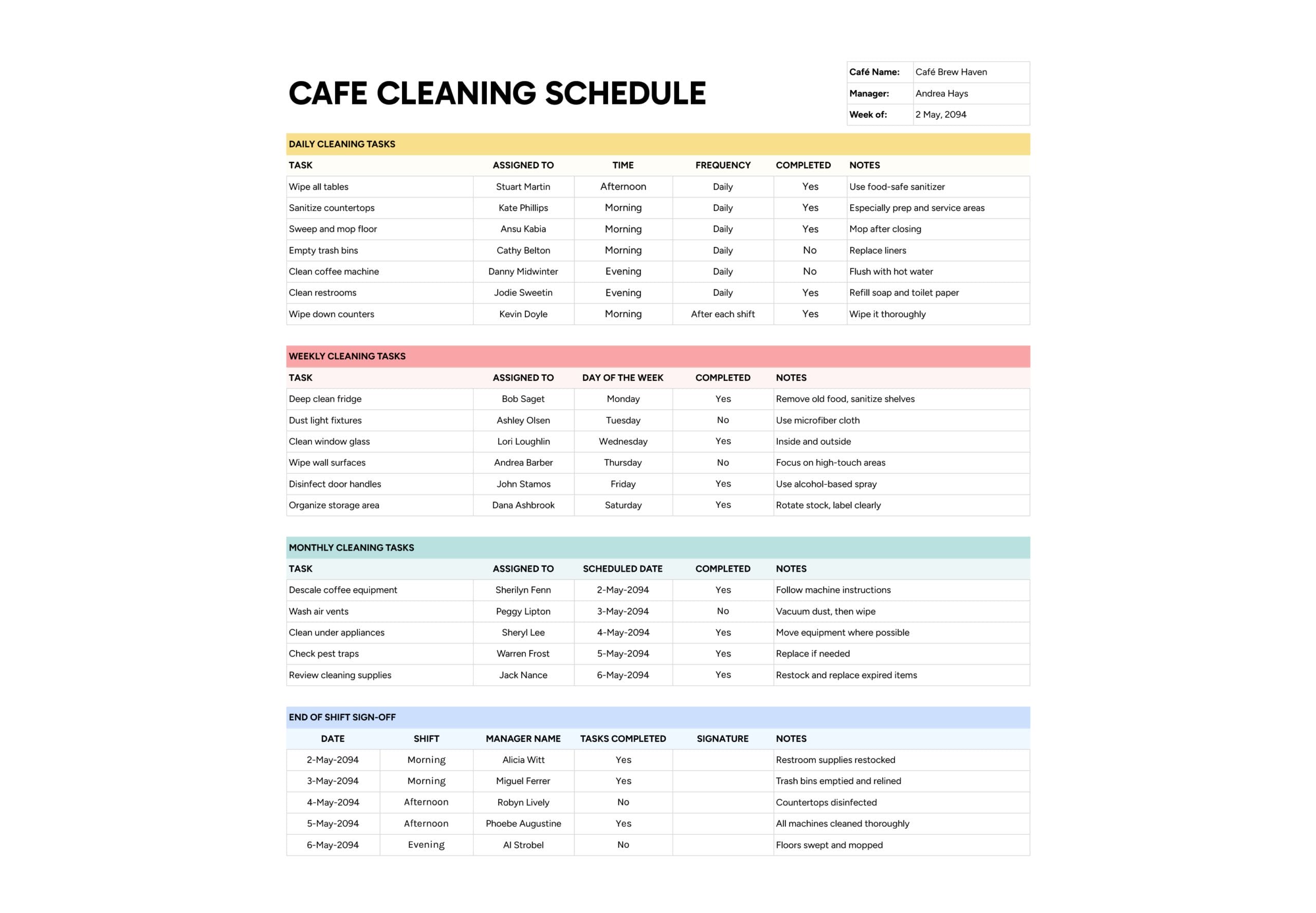 Free Daily, Weekly, Monthly Cleaning Schedule Template - Highfile