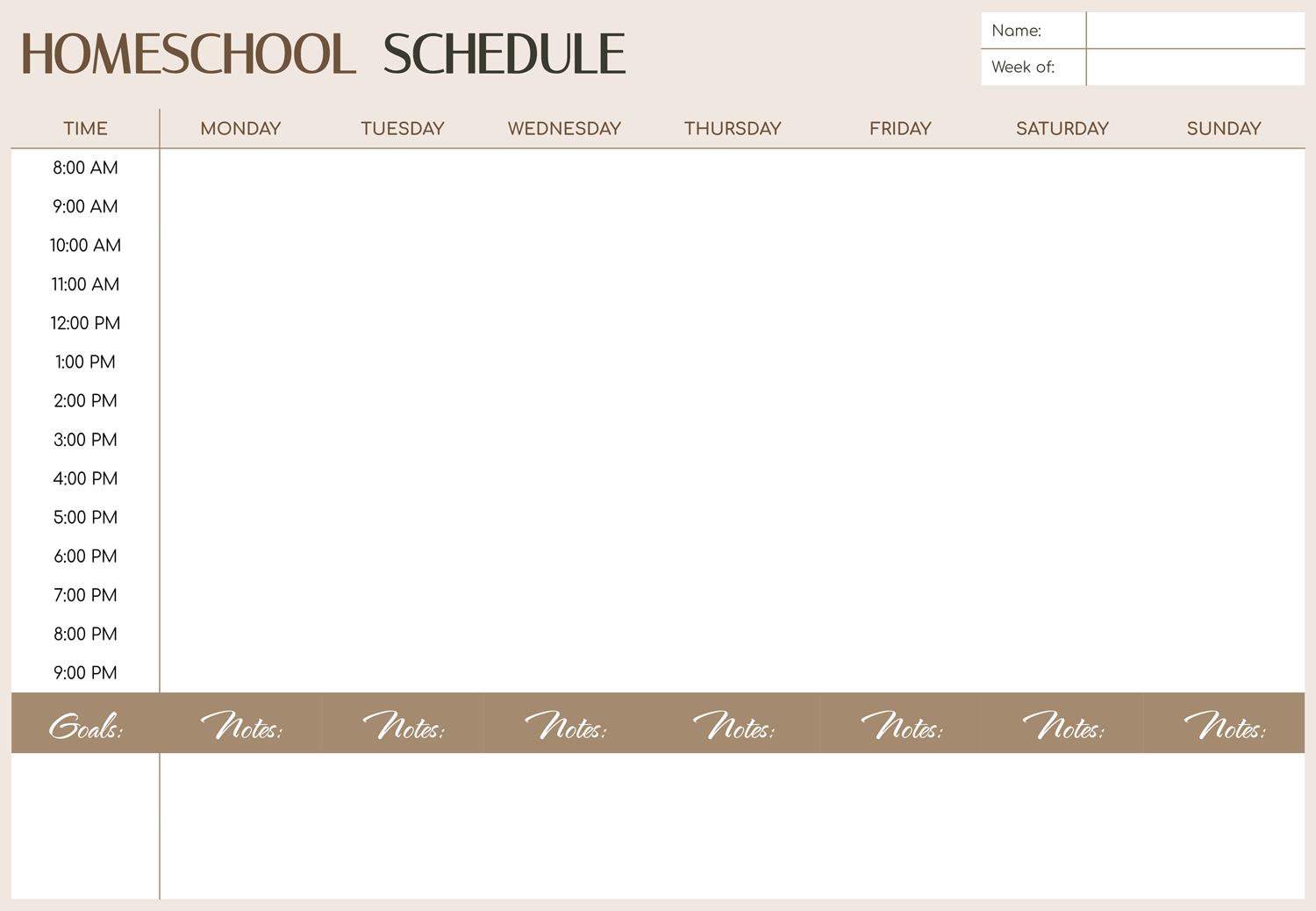 Free Homeschool Block Schedule Template - Highfile