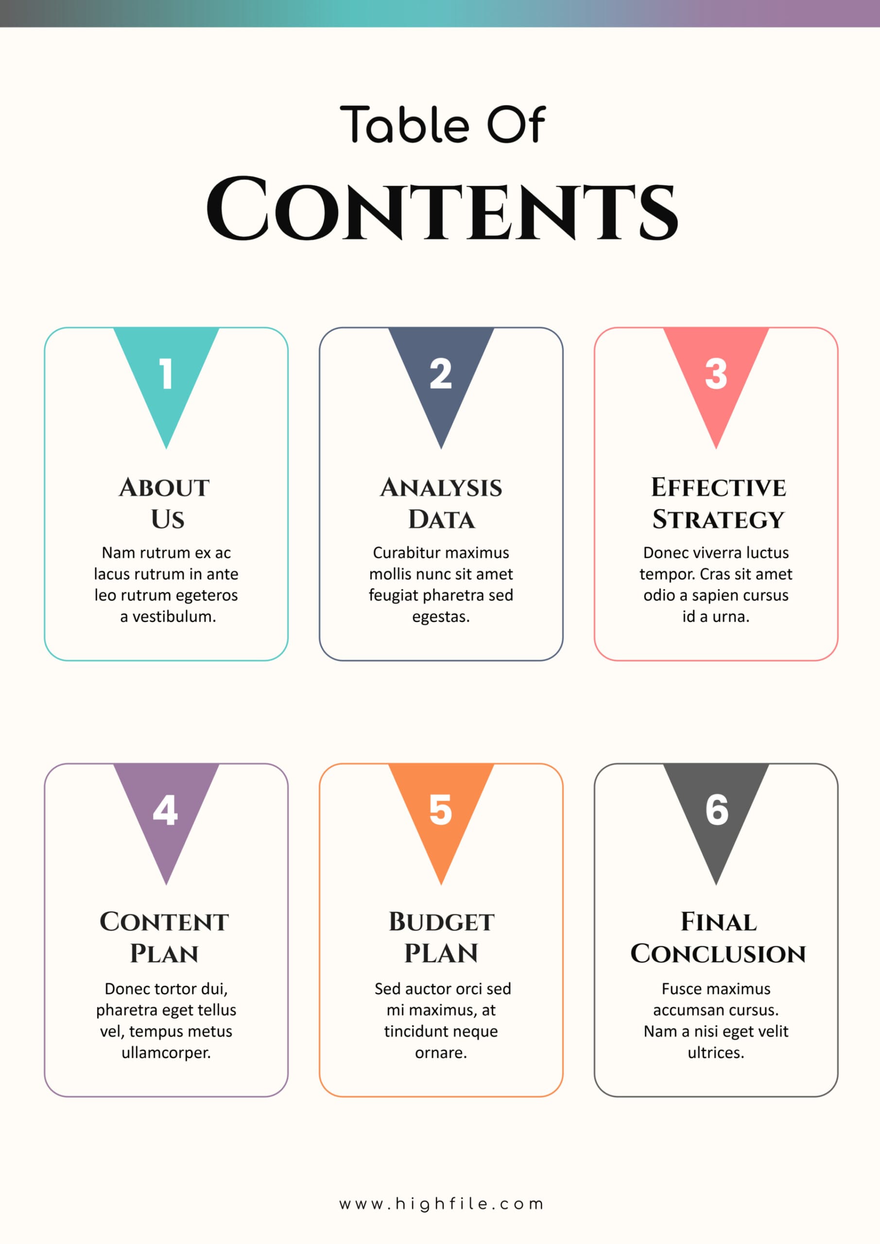Free Customizable Table of Contents Templates - Highfile