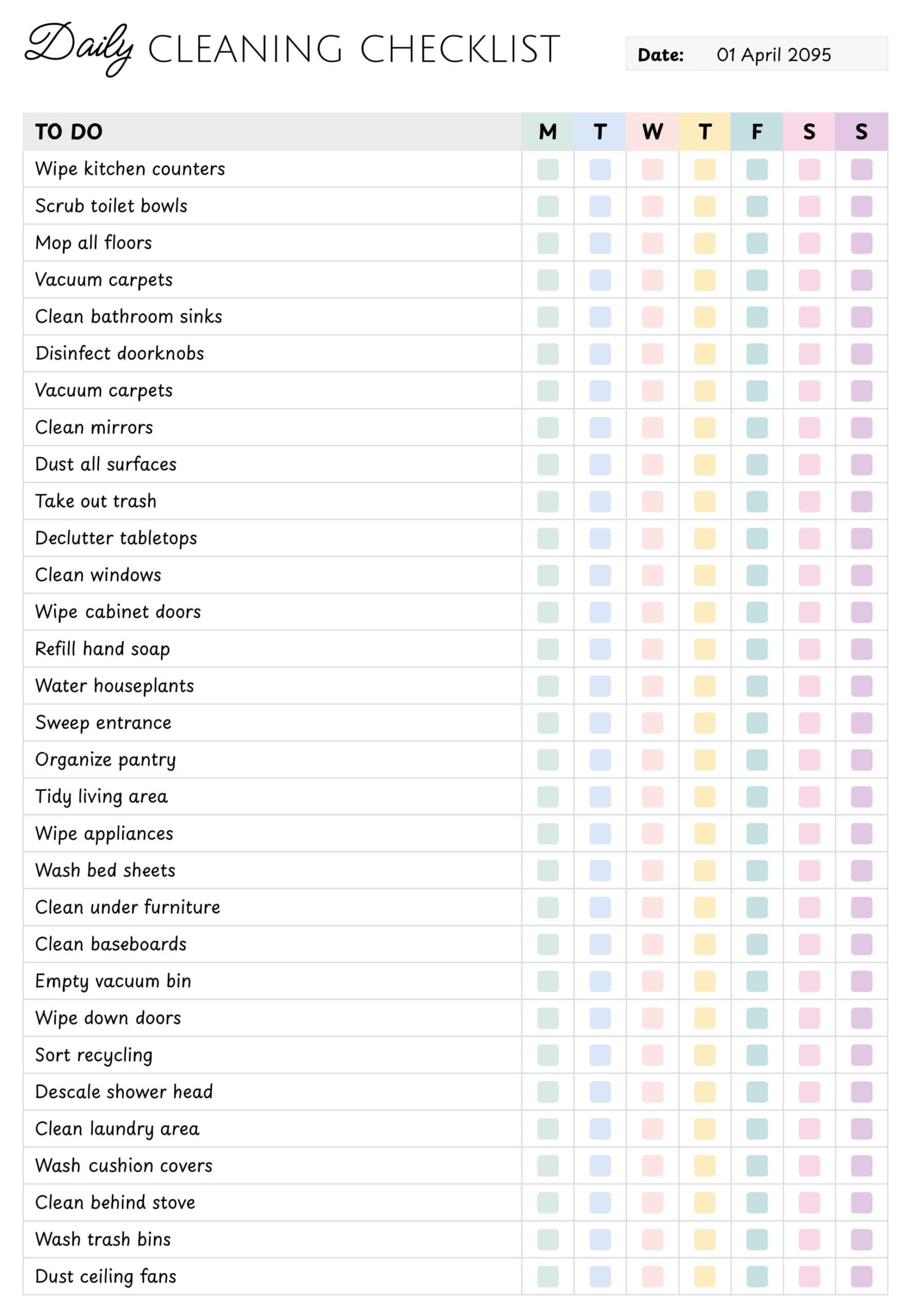 Elderly Daily Schedule Template - Google Docs | Word - Highfile