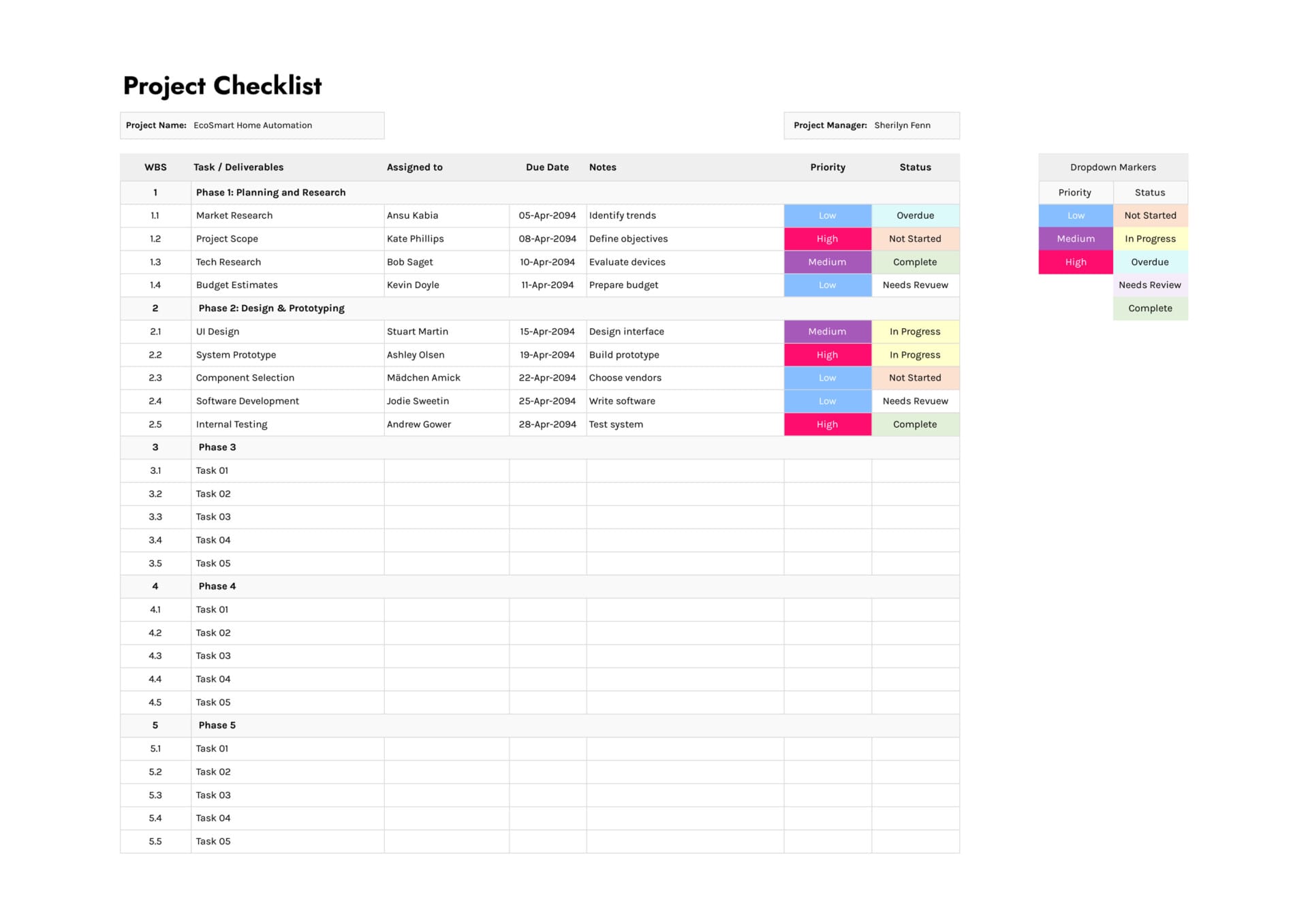 Free Project Checklist Template (Excel | Google Sheets) - Highfile