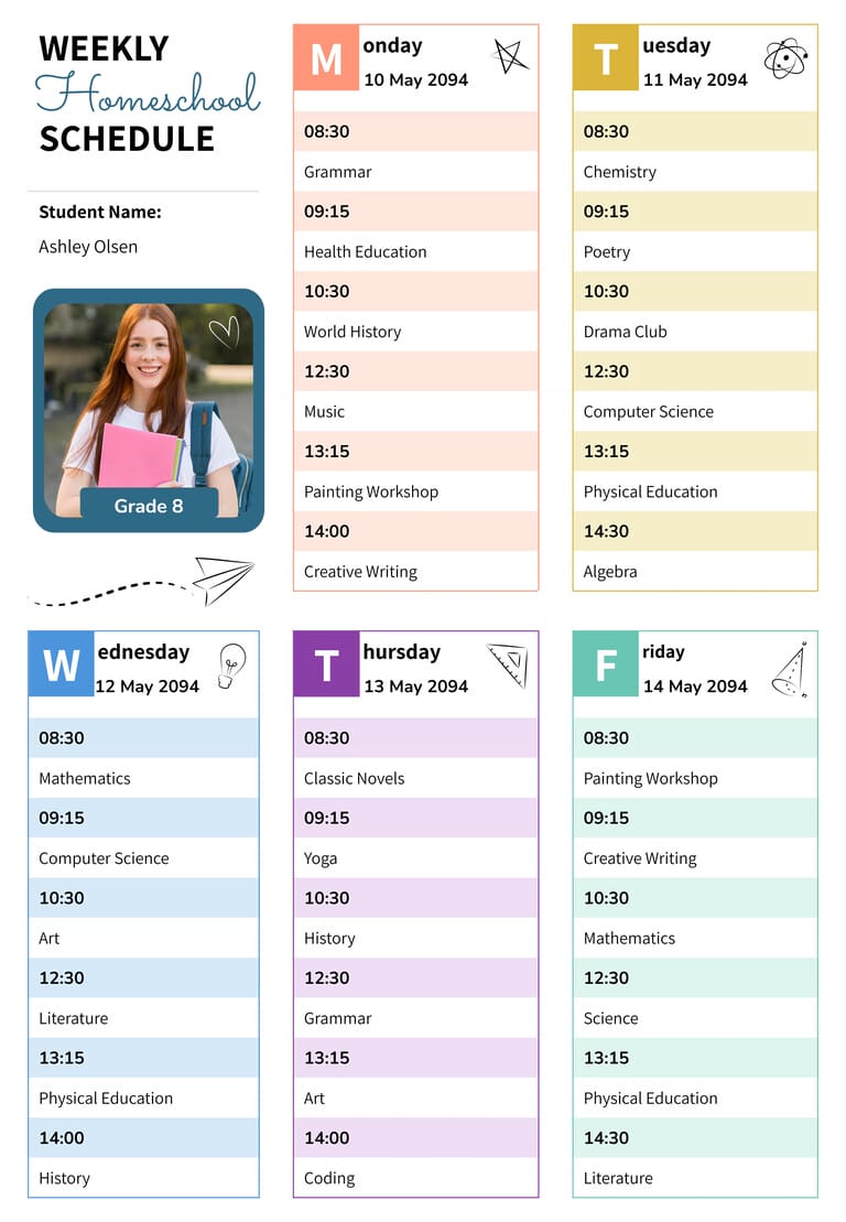 2 Week Schedule Template - Highfile