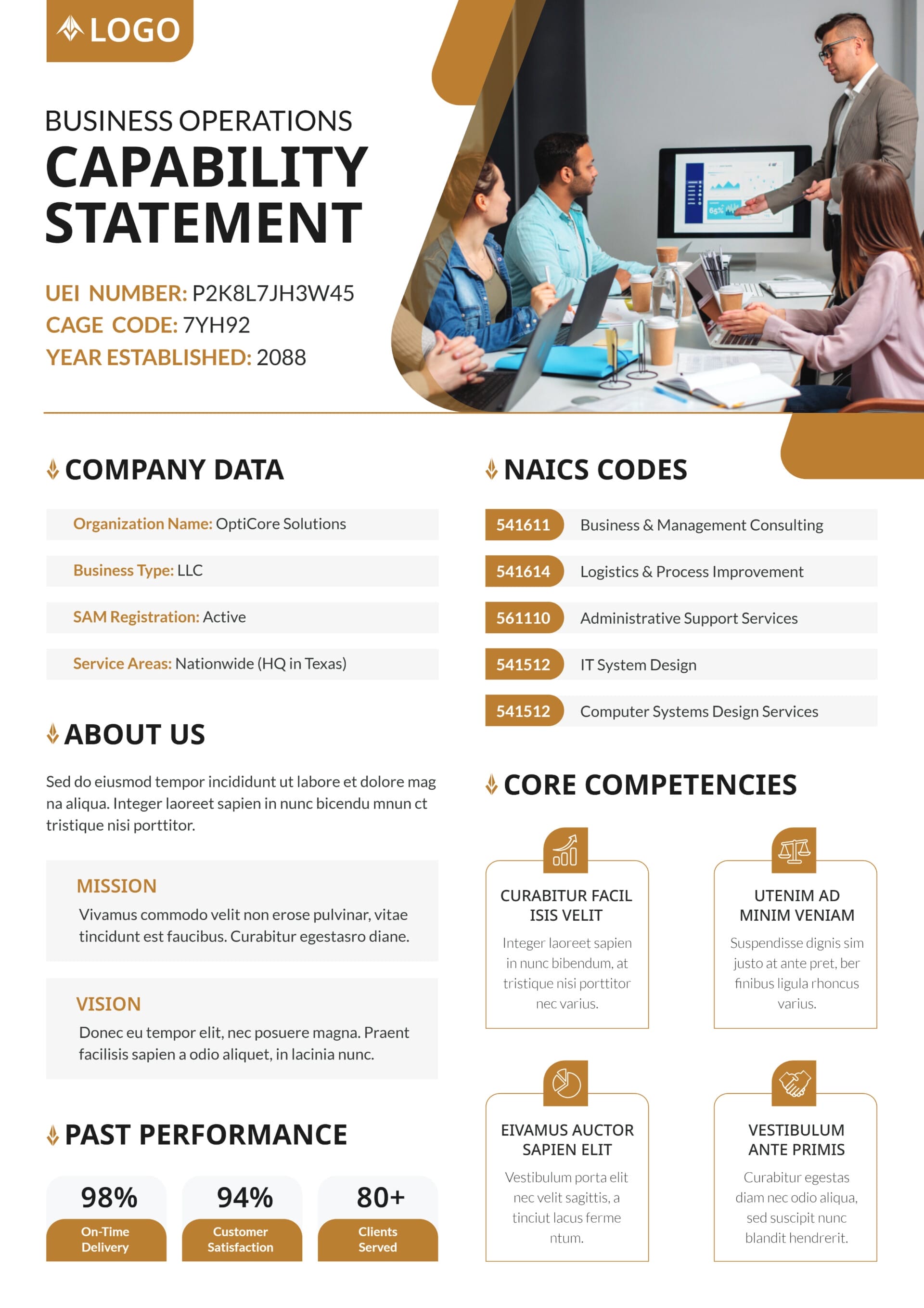 Business Operations Capability Statement Template - PowerPoint | Google Slides | Adobe ...