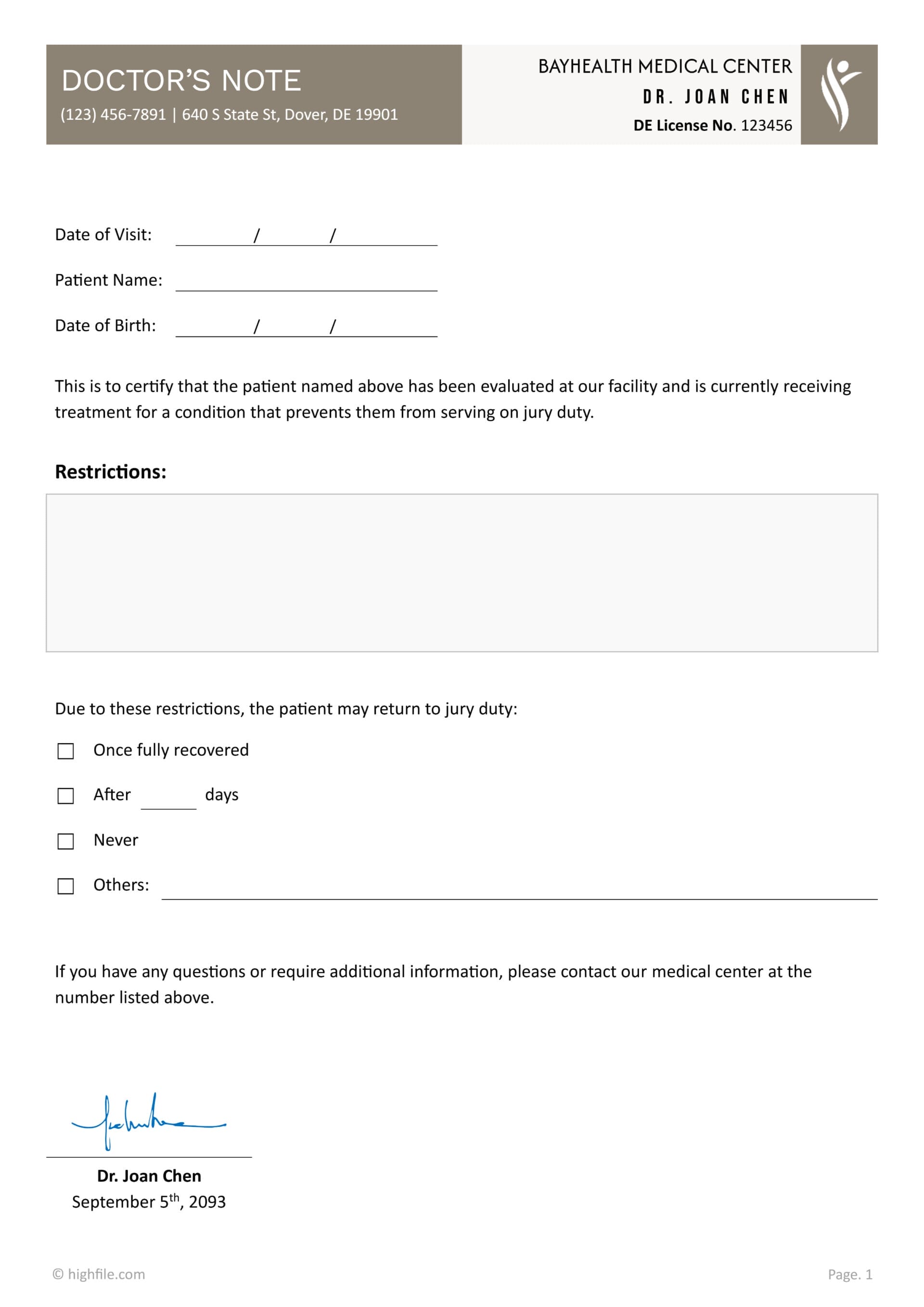 Doctors Note for Surgery - Word | PDF | Google Docs - Highfile