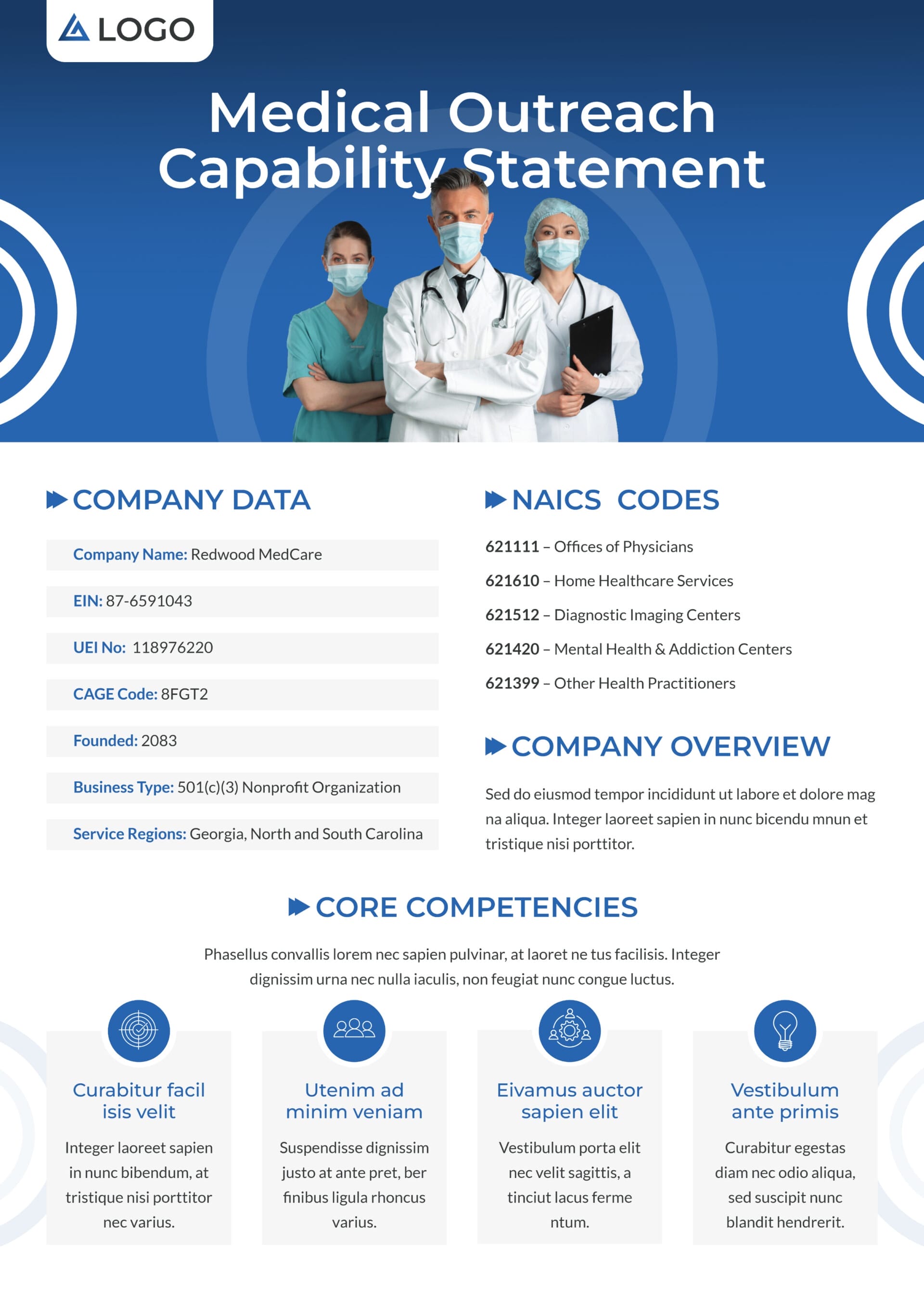 Medical Outreach Capability Statement Template - PowerPoint | Google Slides | Adobe Illustrator ...