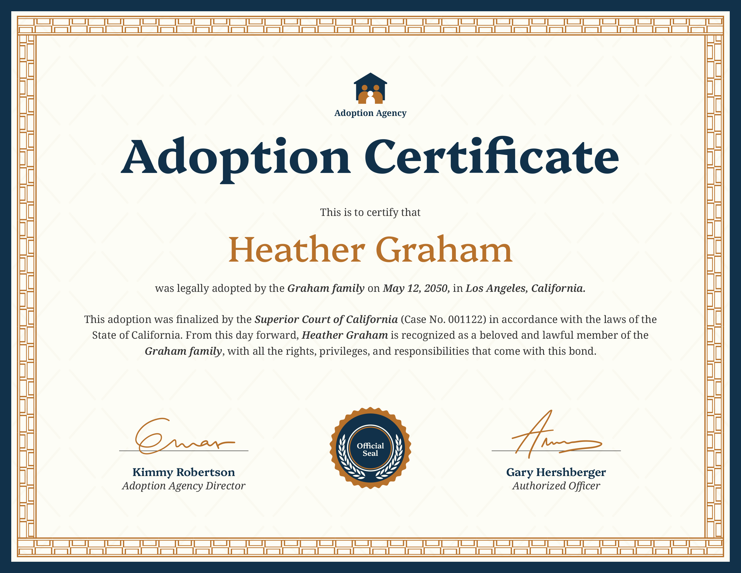 Child Adoption Certificate Template - Highfile