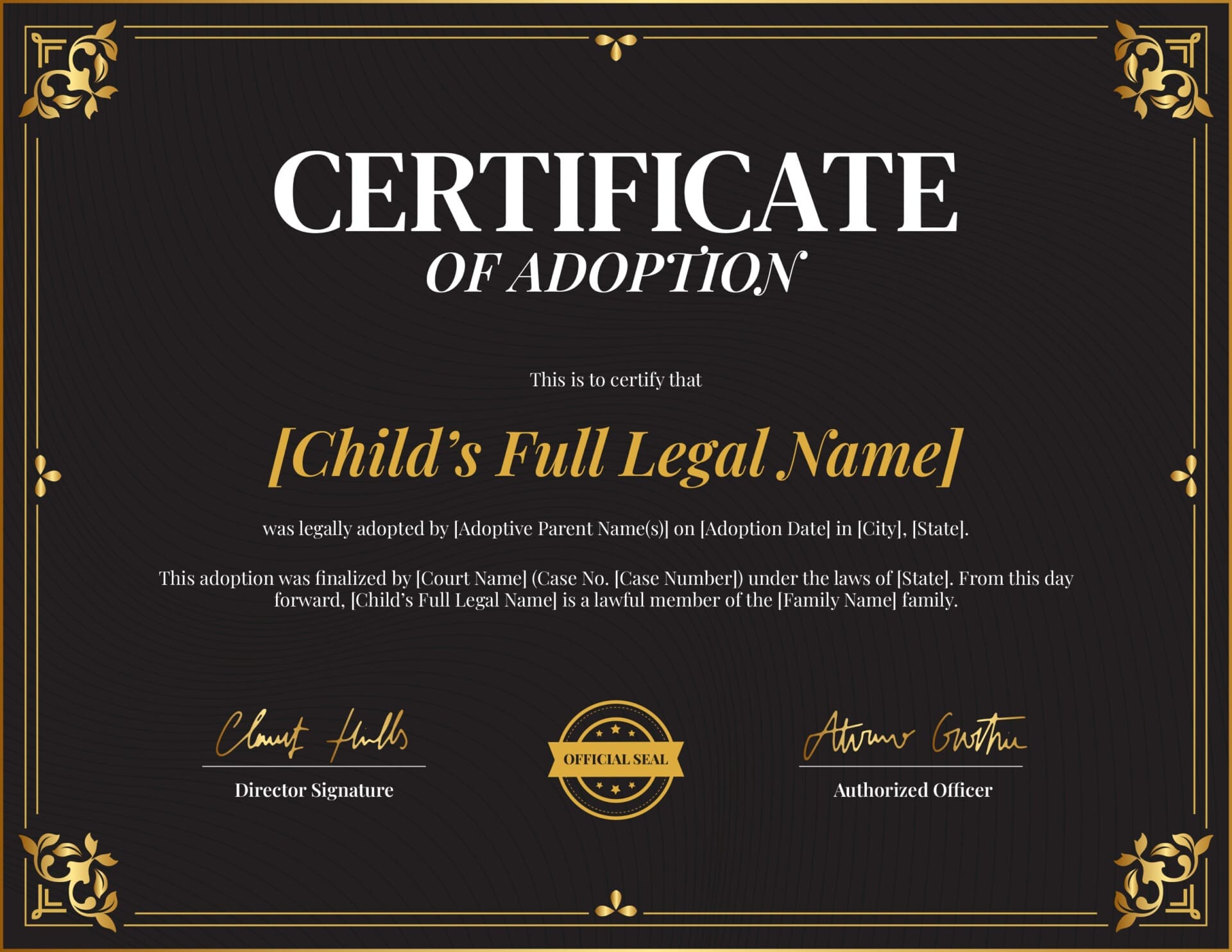 Free Editable Adoption Certificate Templates - Highfile