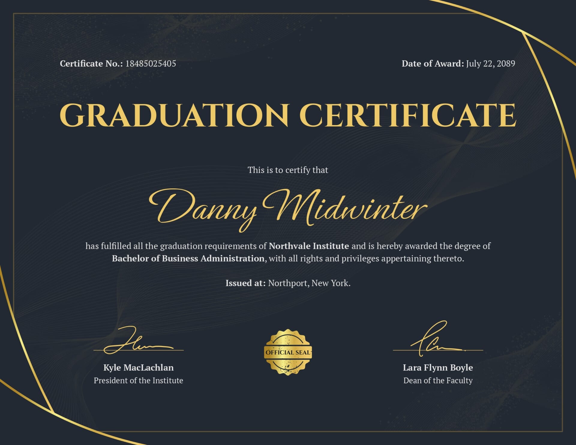 Gold Modern Graduation Certificate Template - Highfile