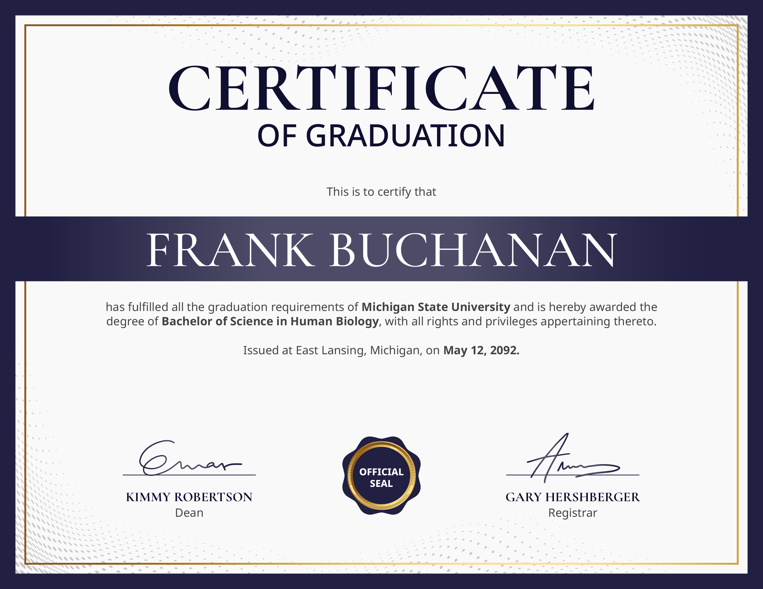 Navy Blue Graduation Certificate Template - Highfile