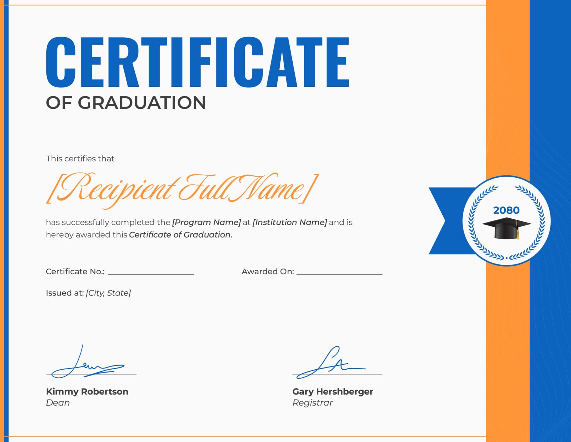 Brown and Blue Graduation Certificate Template - Highfile