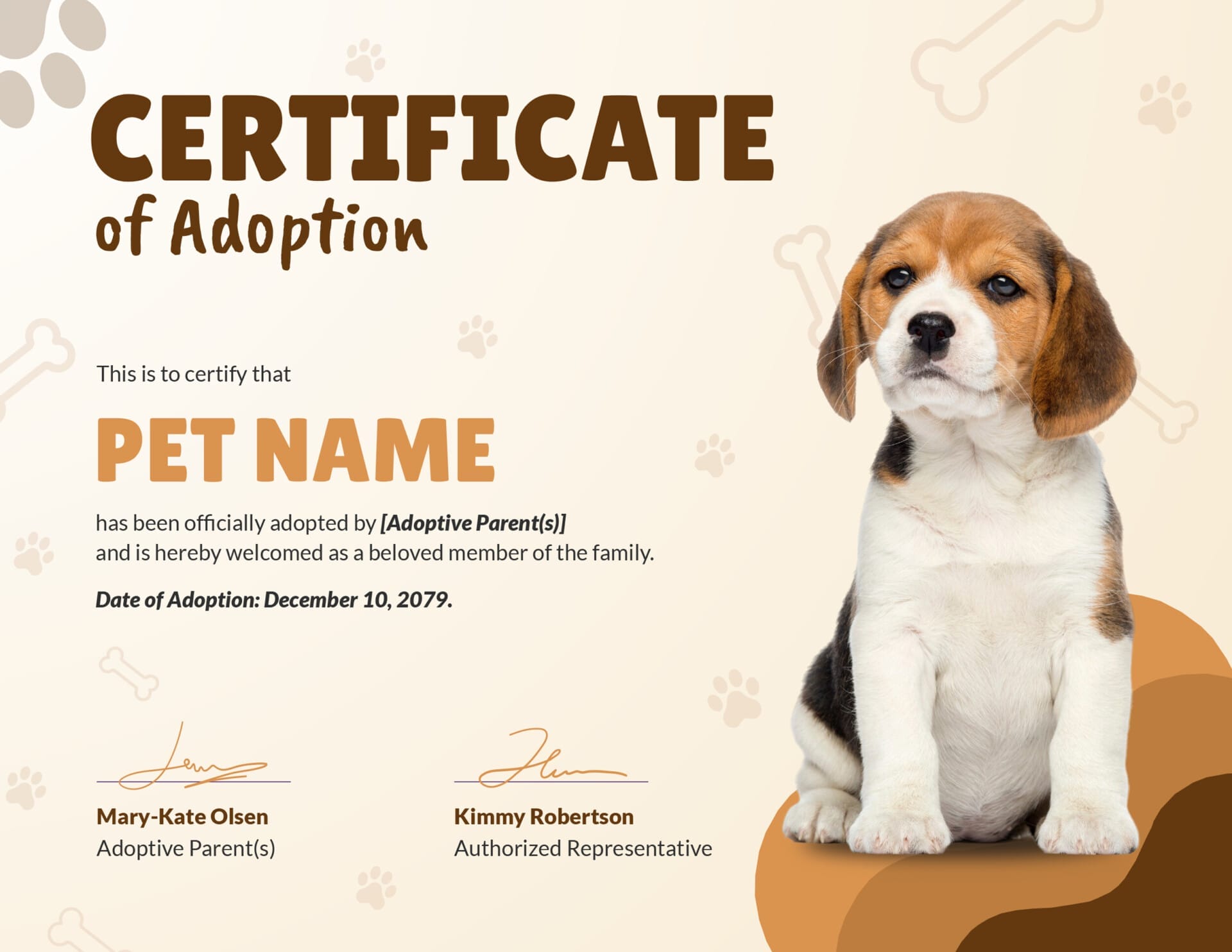 Puppy Adoption Certificate Template - Highfile