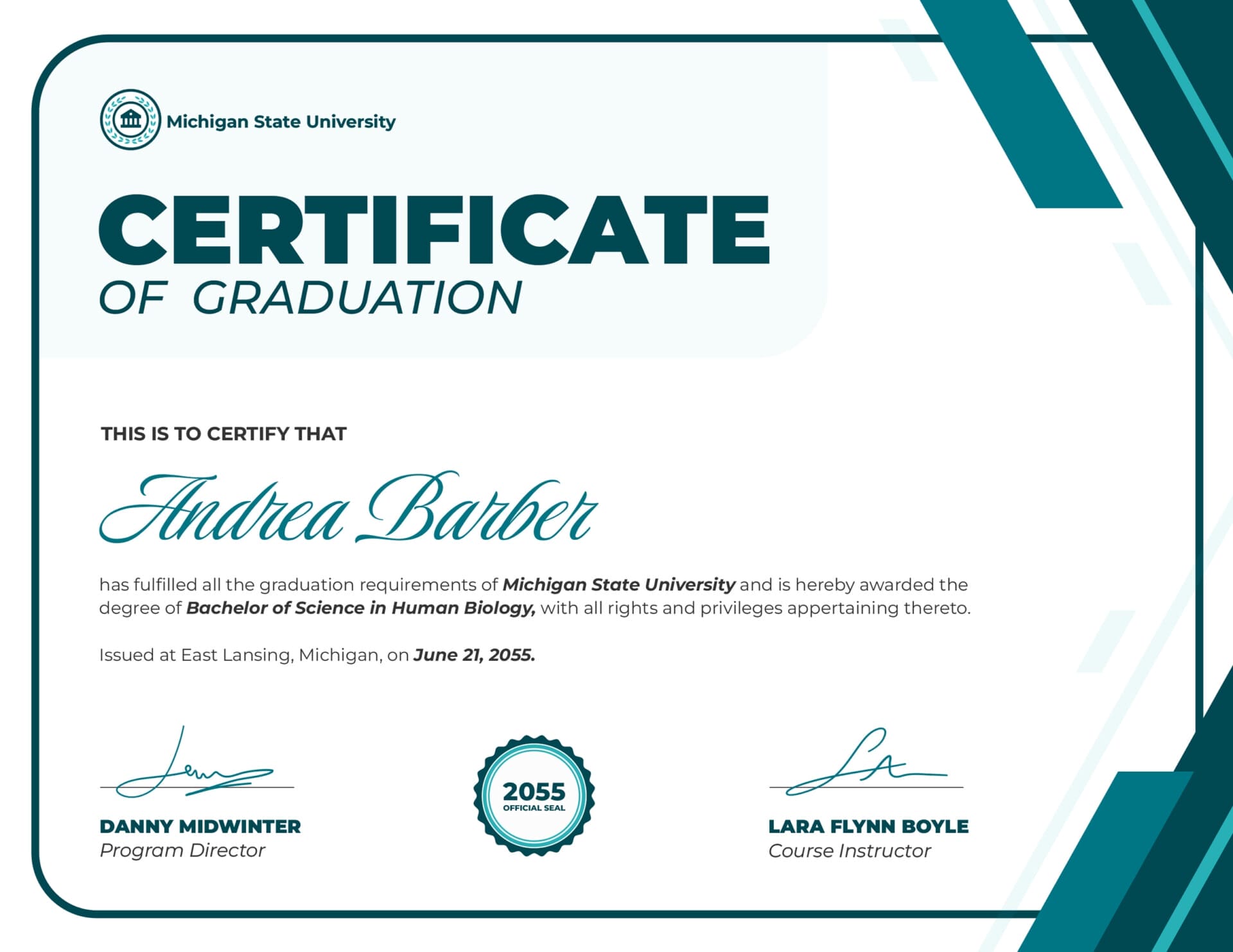Sapphire Blue Graduation Certificate Template - Highfile