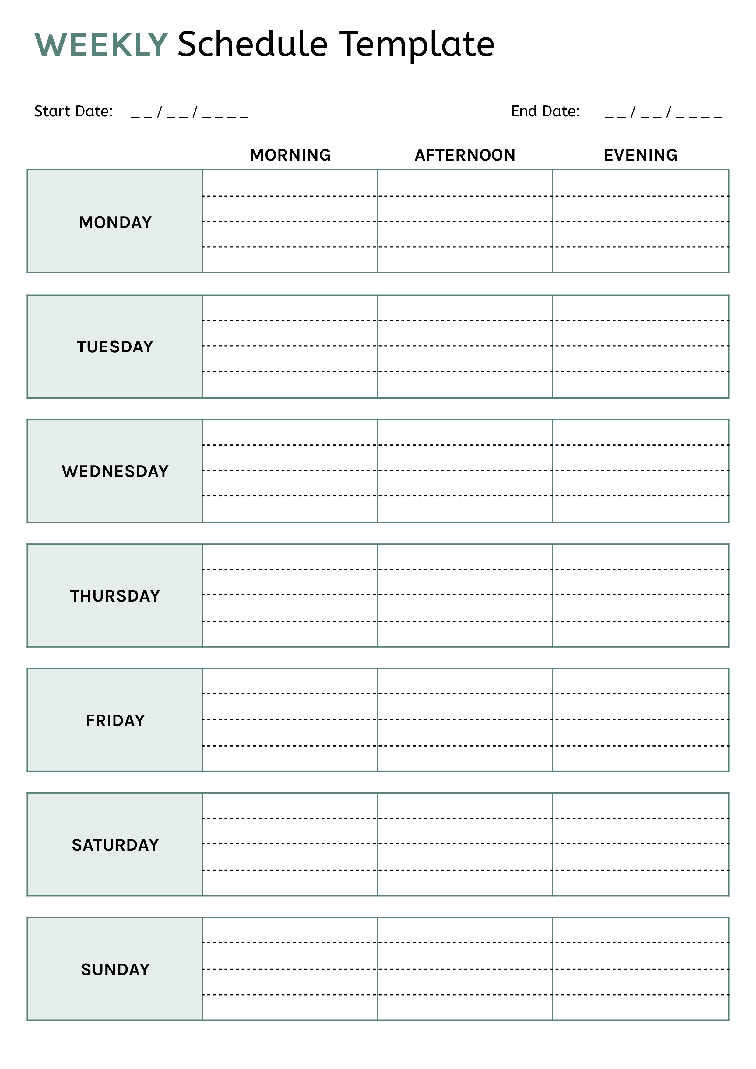 Free Weekly Schedule Templates (for Work, Families, & Students)