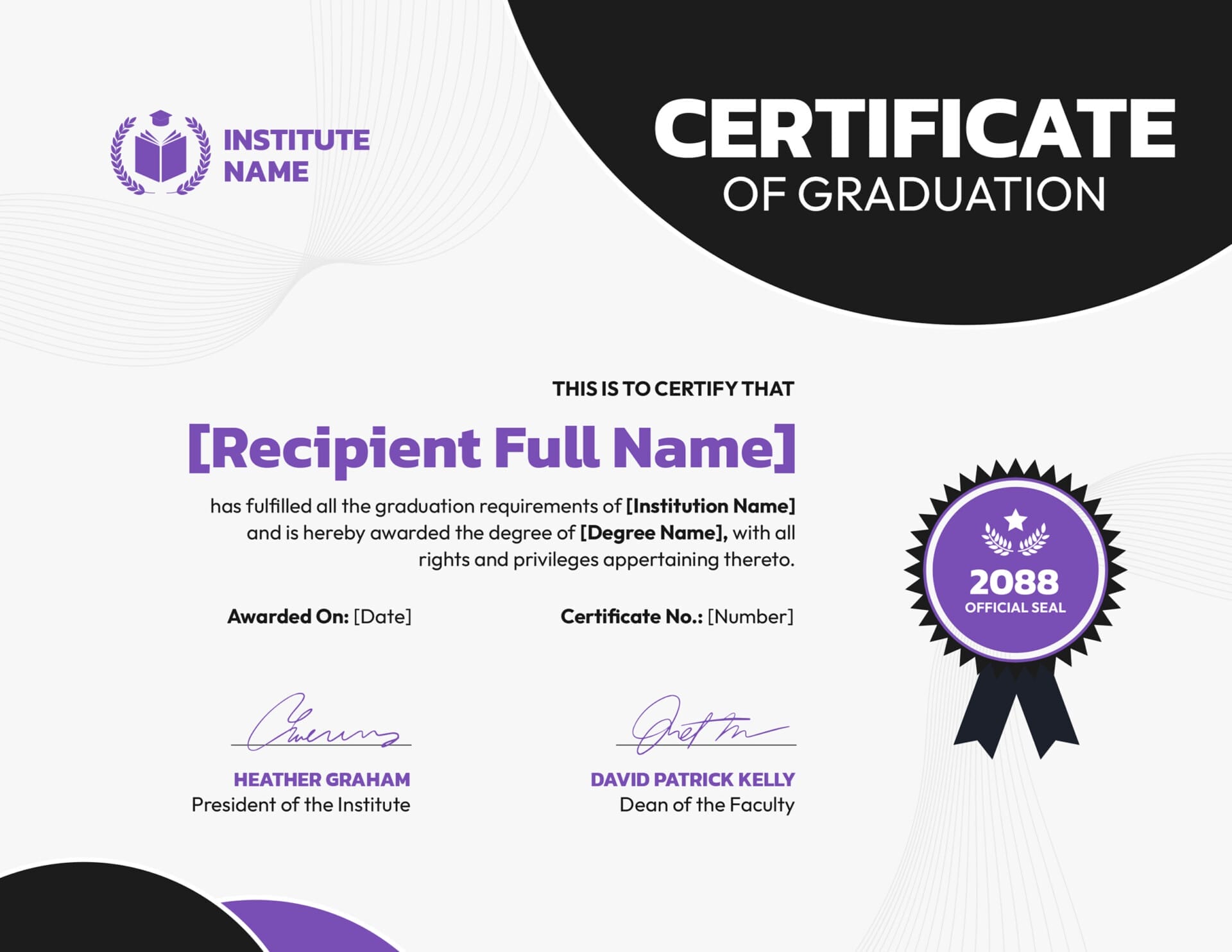 Wine Red Graduation Certificate Template - Highfile