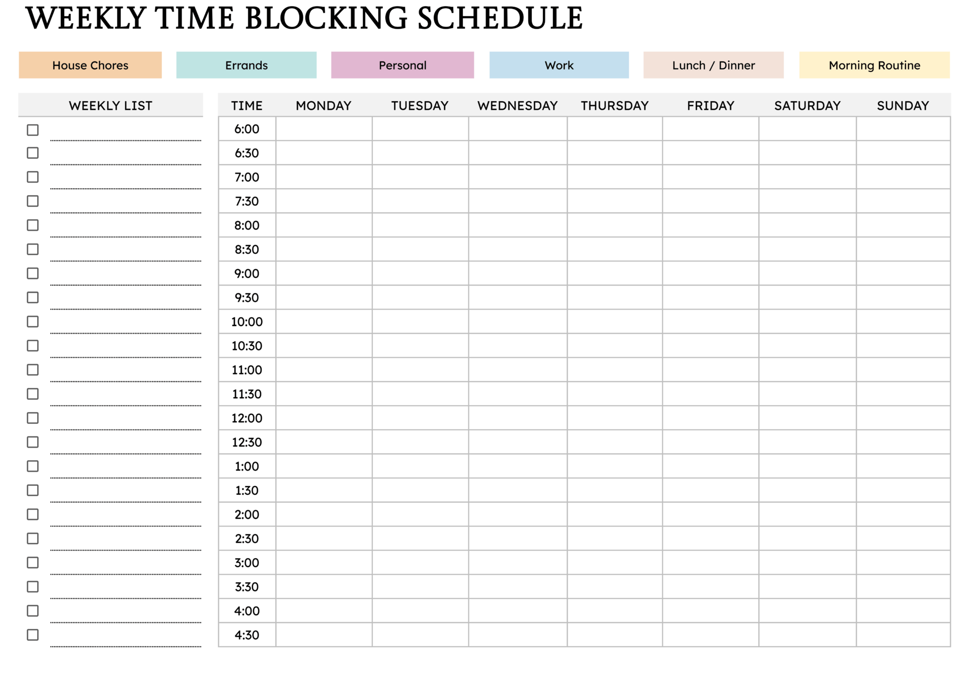 Free Weekly Schedule Templates (for Work, Families, & Students)